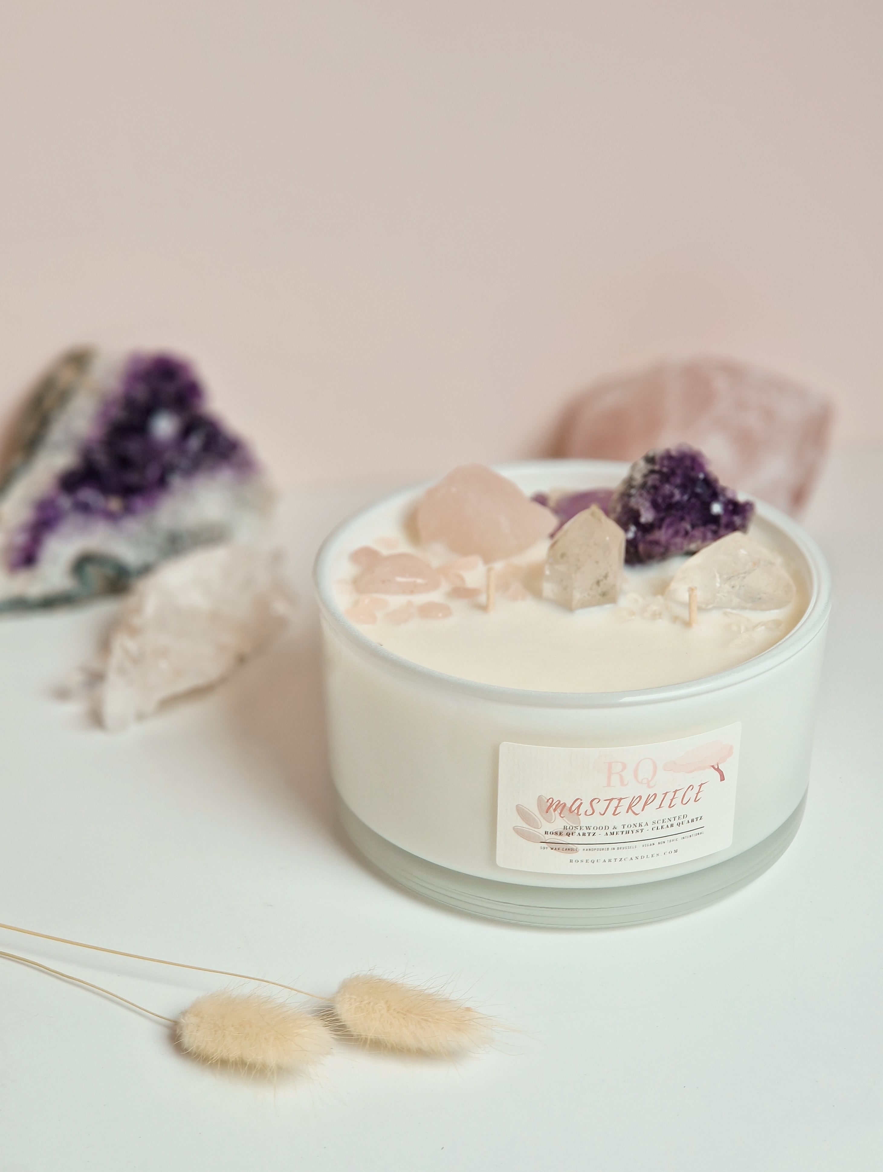 Masterpiece - XXL crystal candle – Rose Quartz Candles
